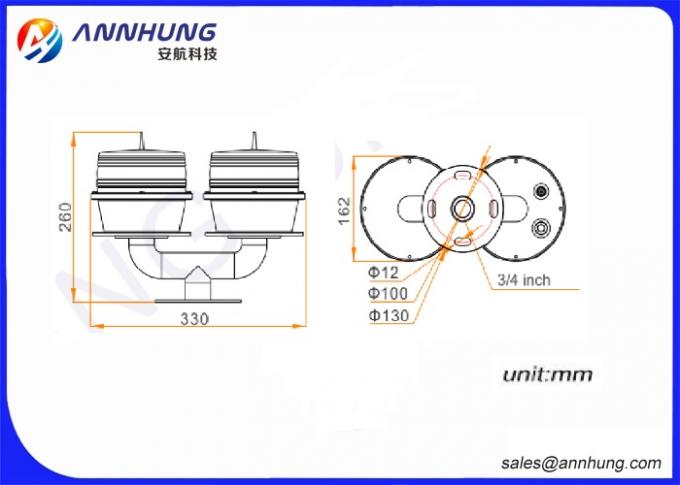OB Solar Powered LED Aviation Obstruction Light With Photocell PC Material