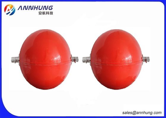 Red Orange Power Line Marker Balls On Electrical Transmission Lines